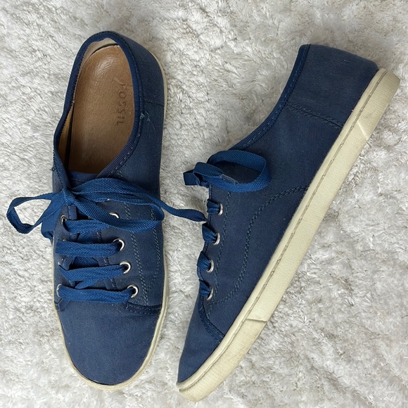 Fossil | Shoes | Fossil Navy Blue Canvas Sneakers | Poshmark
